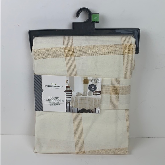 Threshold | Kitchen | Threshold Round Tablecloth 7 Seats 46 Gold New ...